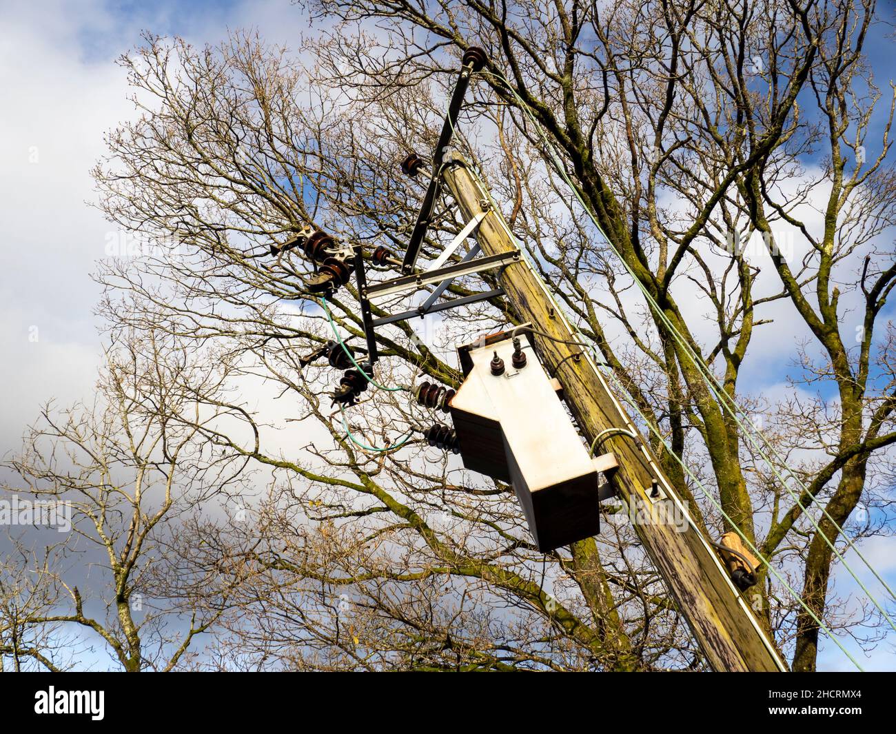 An electricity pylon impacted by Storm Arwen, an extrmely powerful ...