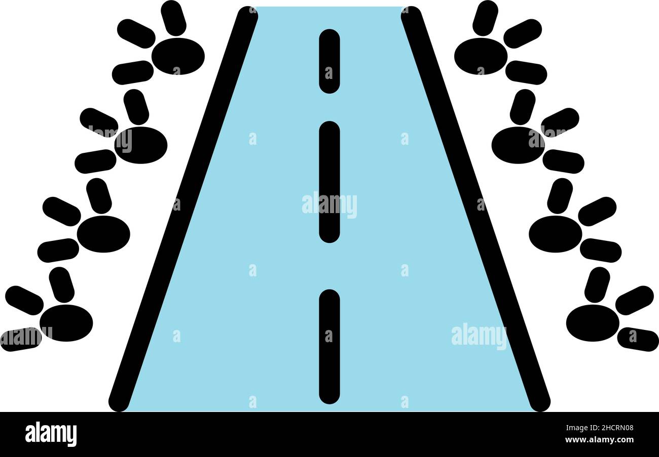 Plane runway icon. Outline plane runway vector icon color flat isolated ...