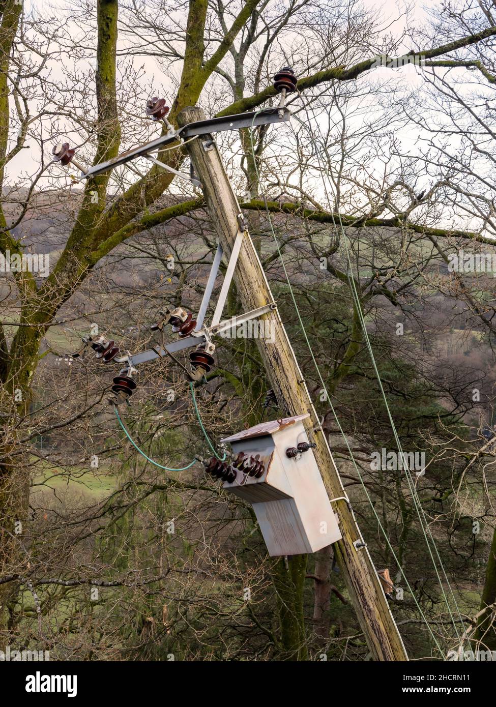 An electricity pylon impacted by Storm Arwen, an extrmely powerful ...