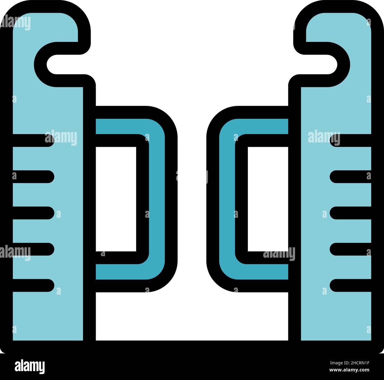 Railway gates icon. Outline railway gates vector icon color flat ...