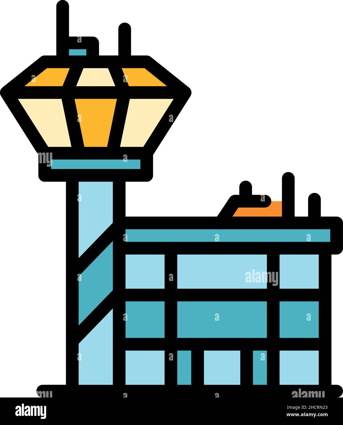 Plane tower control icon. Outline plane tower control vector icon color ...