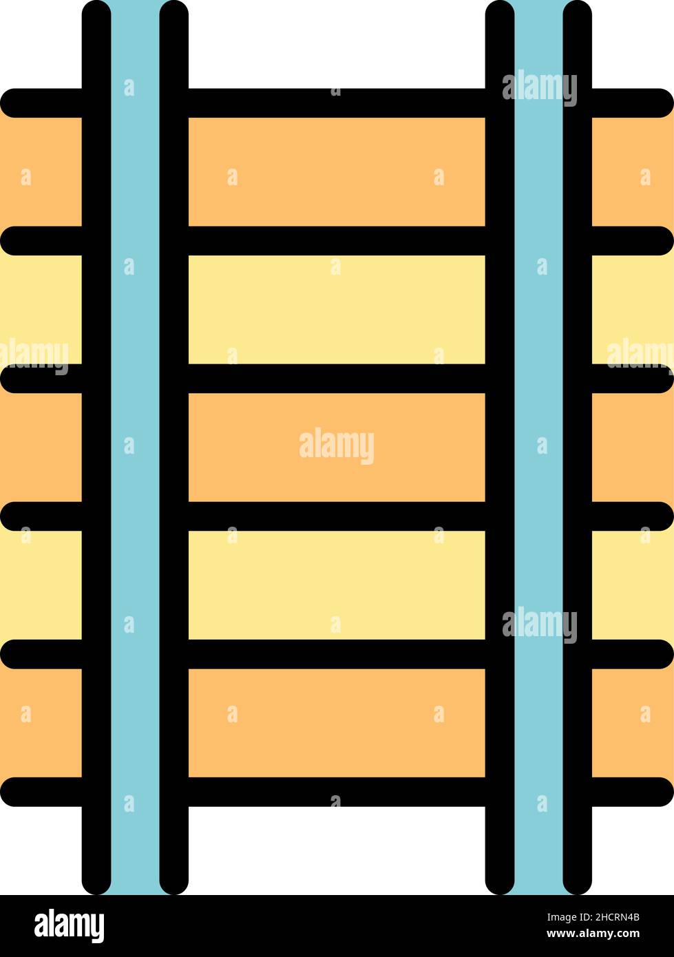 Train track icon. Outline train track vector icon color flat isolated ...