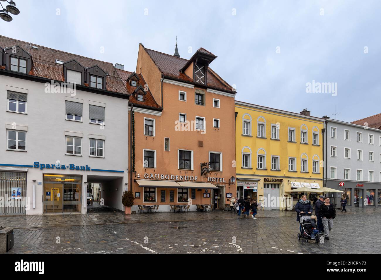 Well preserved historical building in Straubing old town in Germany ...