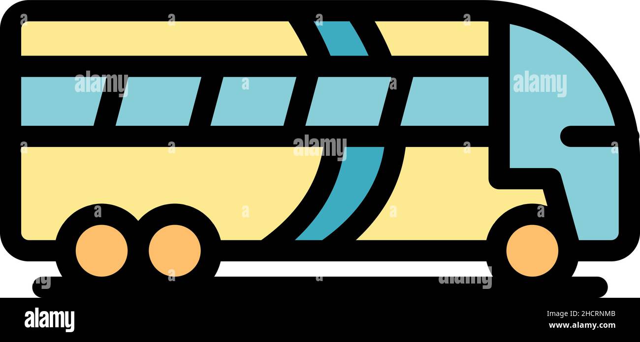 Transfer bus icon. Outline transfer bus vector icon color flat isolated ...