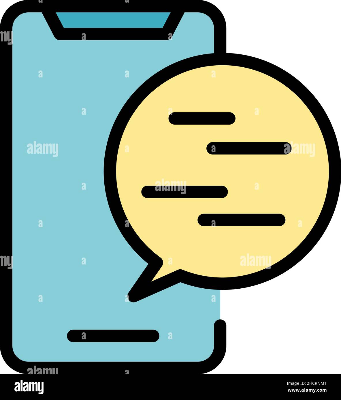 Phone chat icon. Outline phone chat vector icon color flat isolated ...