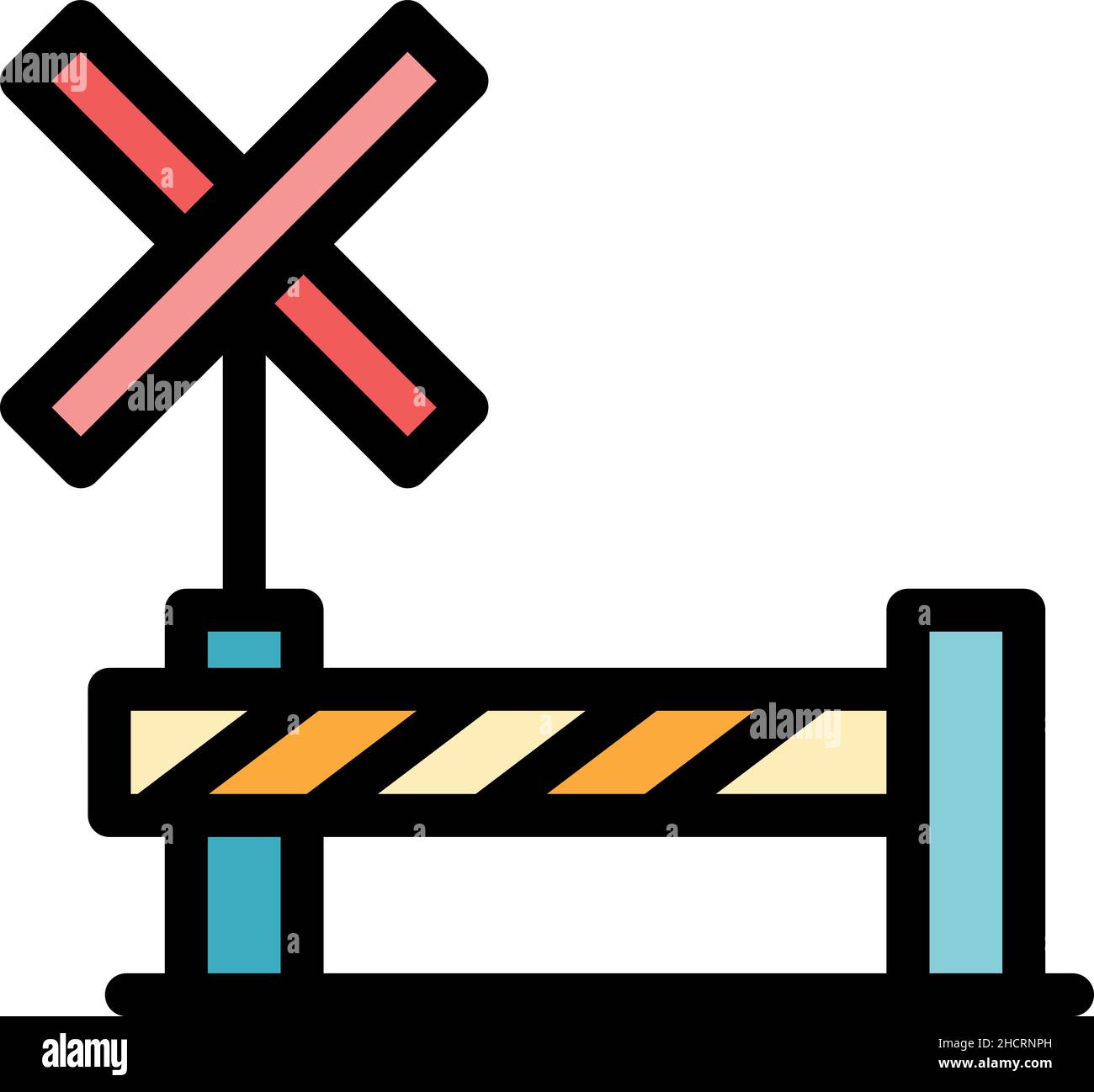 Railroad barrier icon. Outline railroad barrier vector icon color flat ...