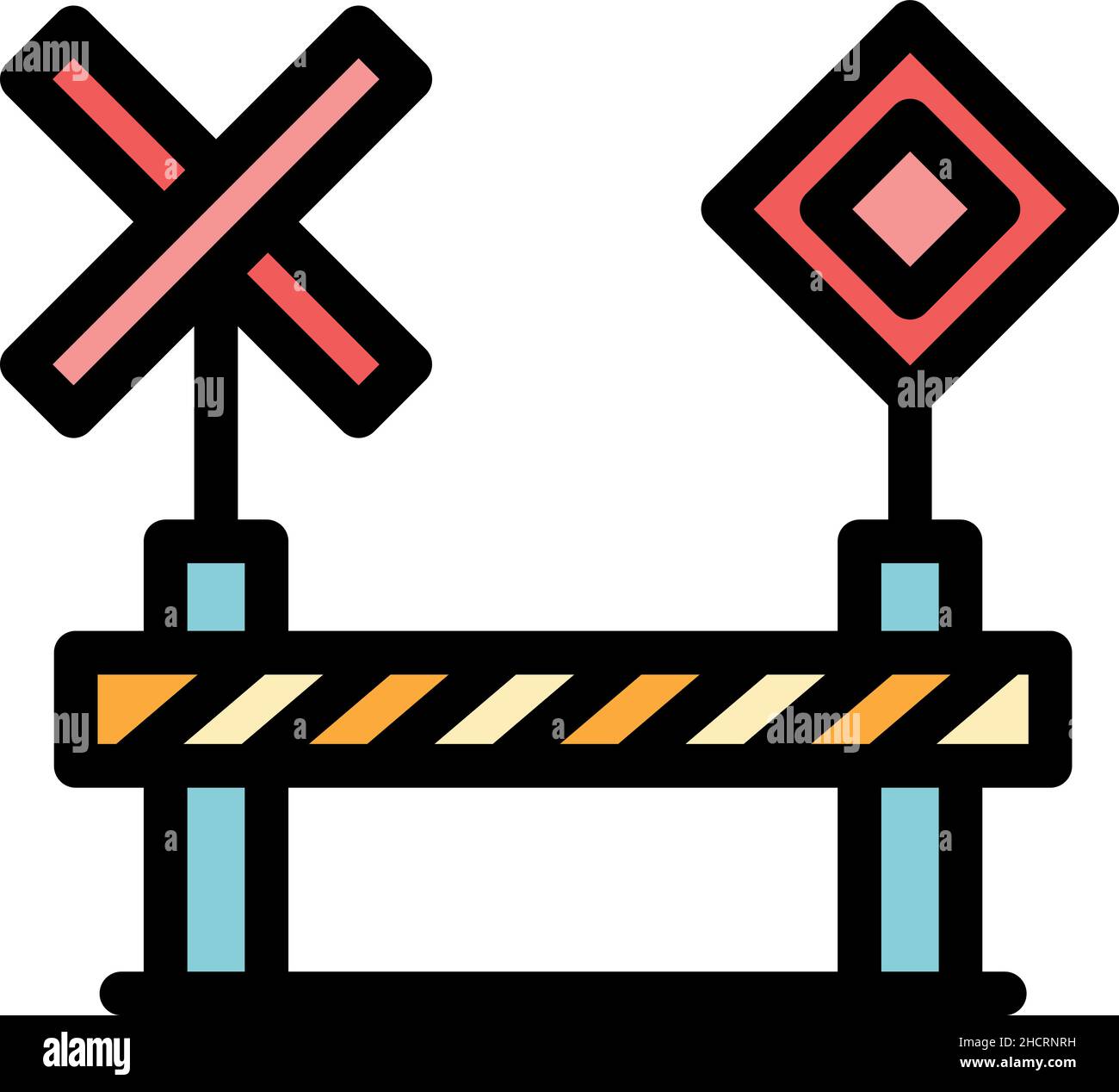 Crossing barrier icon. Outline crossing barrier vector icon color flat ...