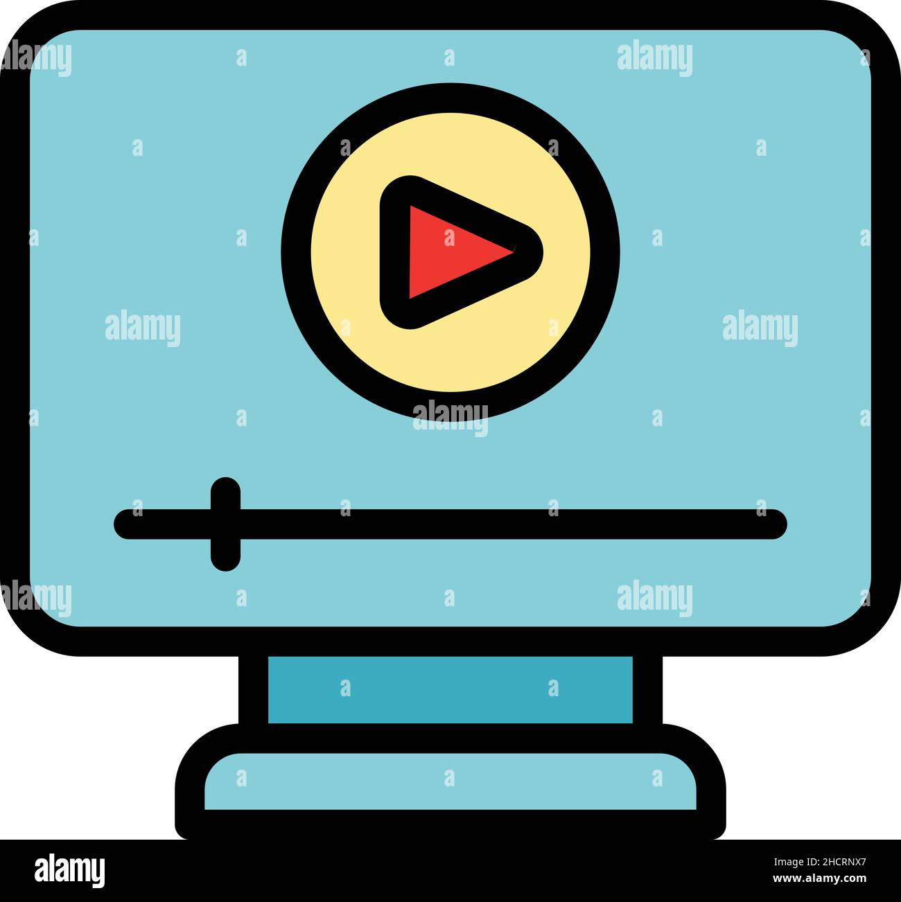 Monitor video icon. Outline monitor video vector icon color flat ...