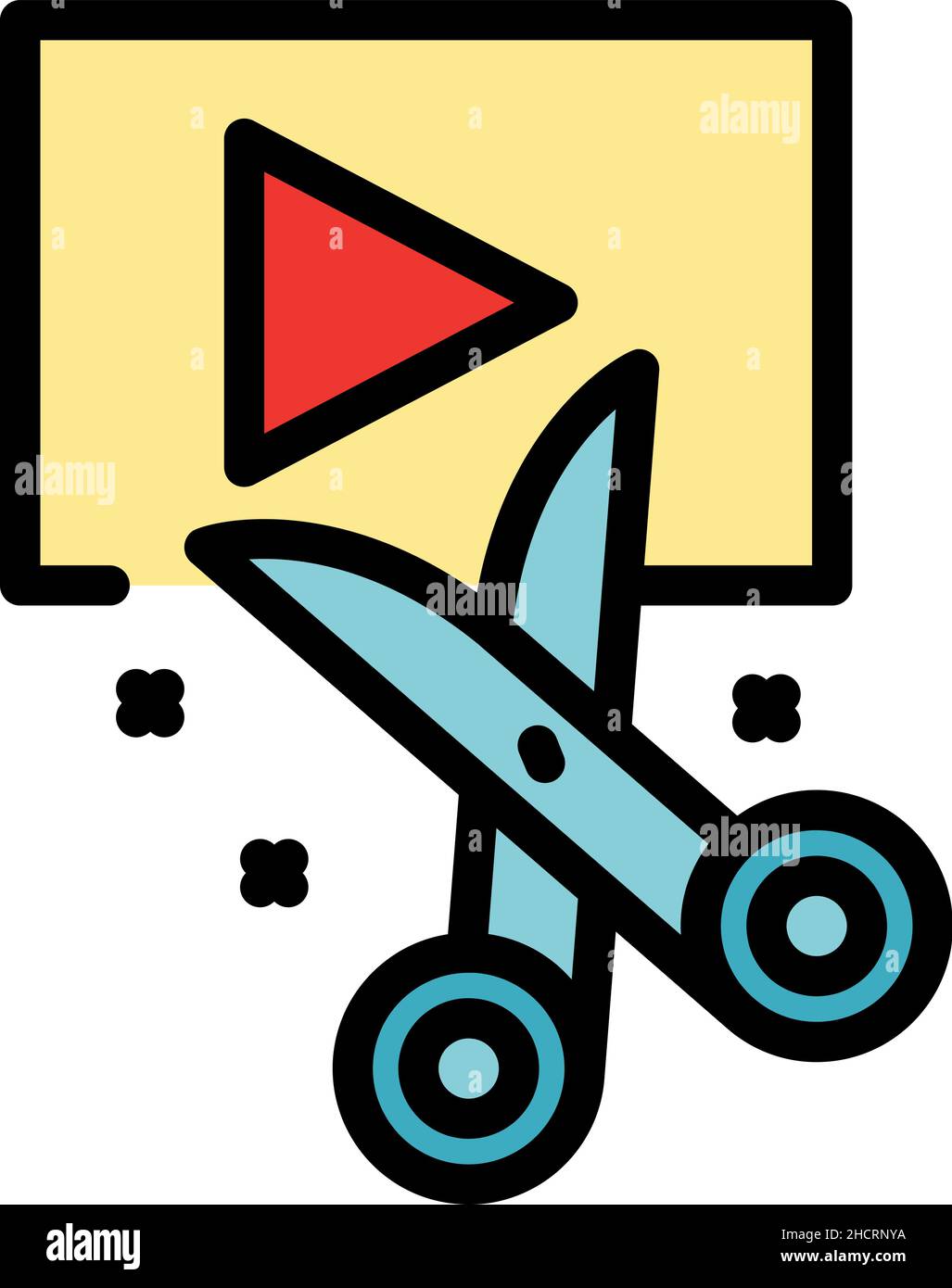 Cutting video icon. Outline cutting video vector icon color flat ...