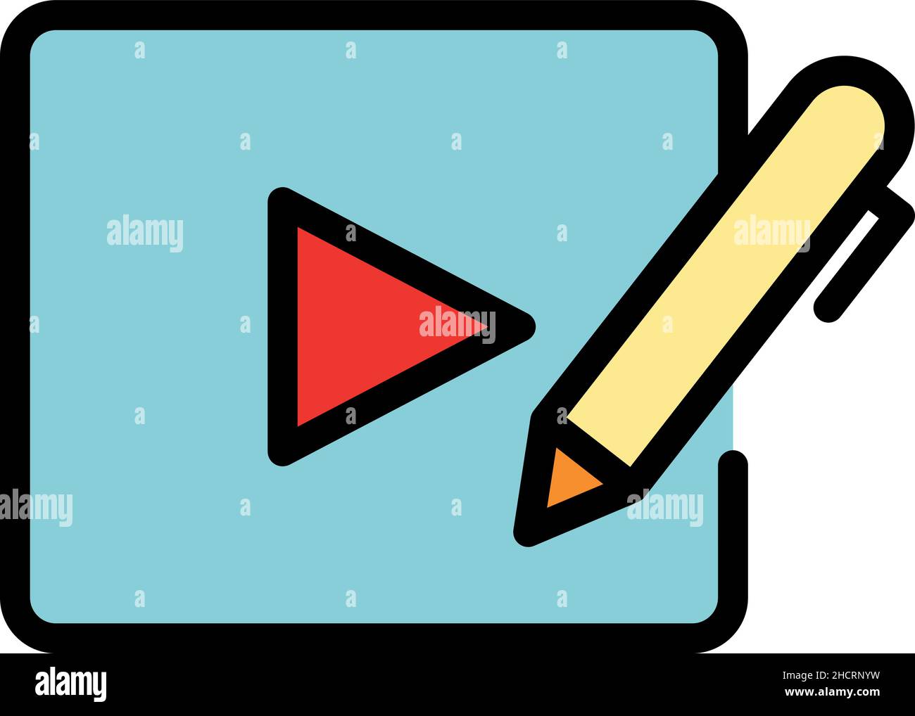 Media edit icon. Outline media edit vector icon color flat isolated ...