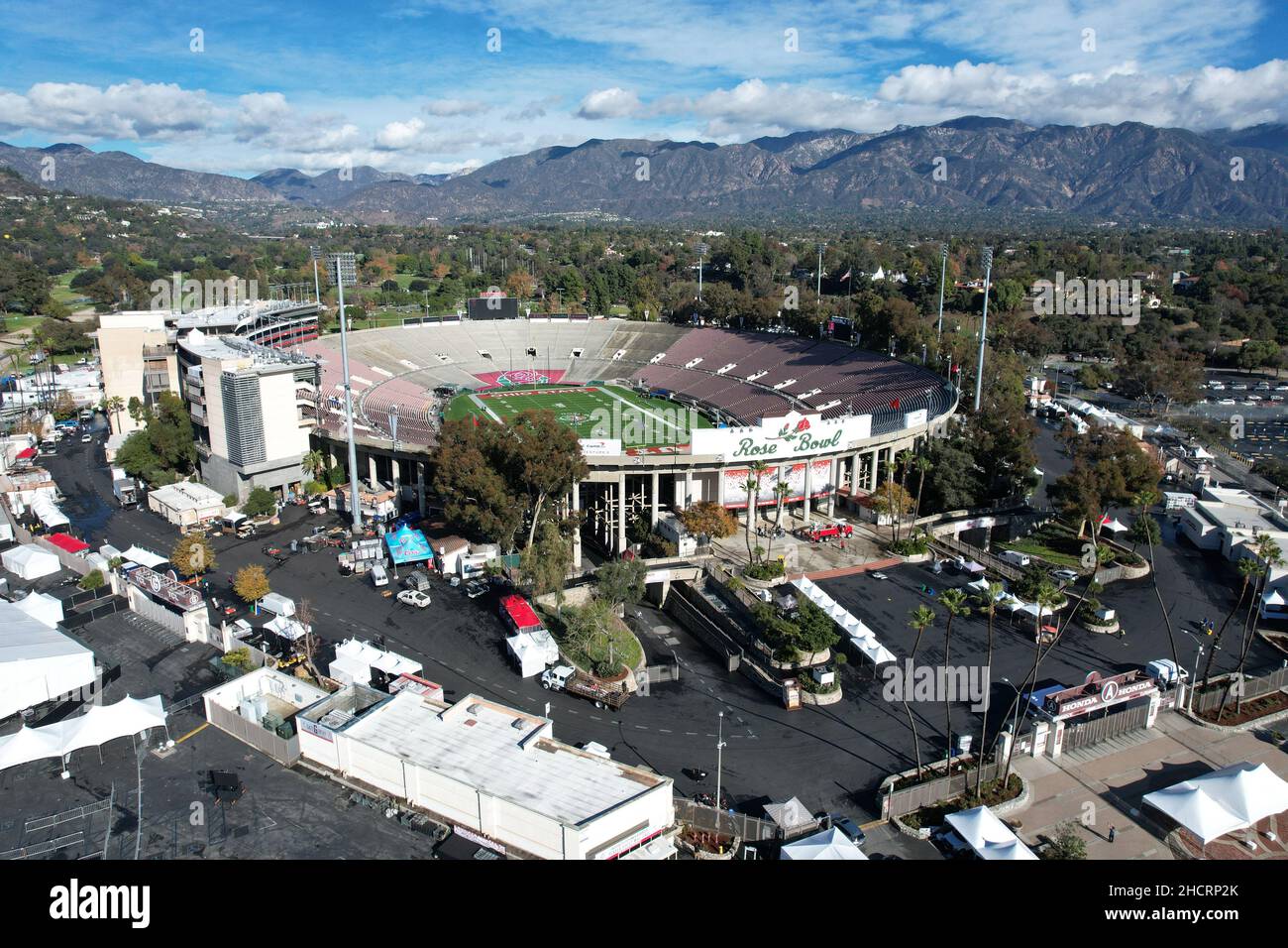 An aerial view of the Rose Bowl Stadium, Friday, Dec. 31, 2021, prior ...