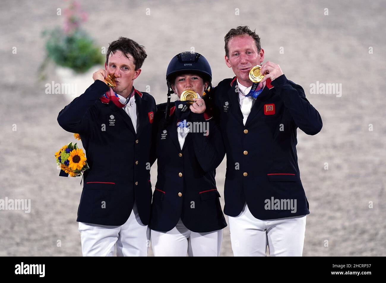 File photo dated 02/08/21 of Laura Collett, Tom McEwen and Oliver ...