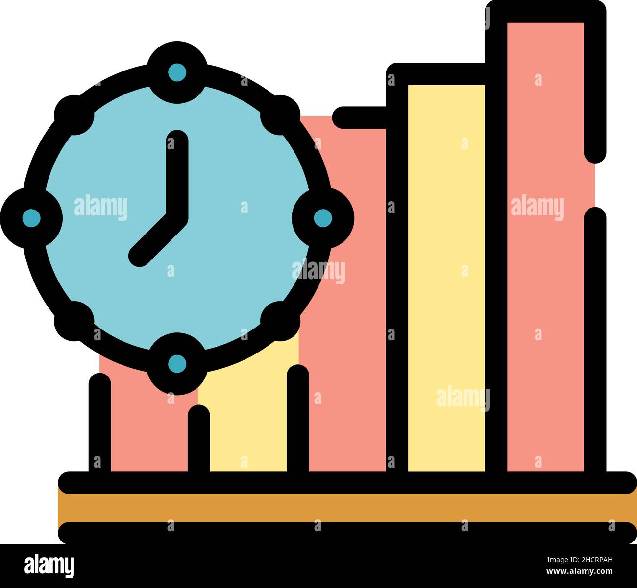 Graph time management icon. Outline graph time management vector icon ...