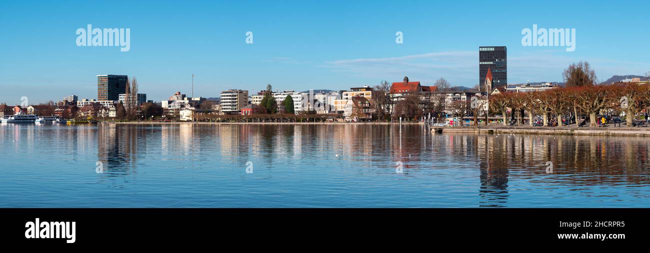 Zug, Switzerland - December 31, 2021: The cityscape of Zug, a political ...