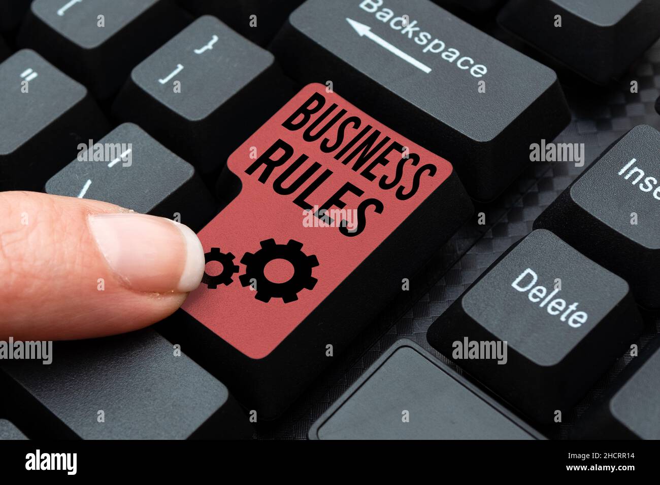 Hand writing sign Business Rules. Conceptual photo the principles which ...