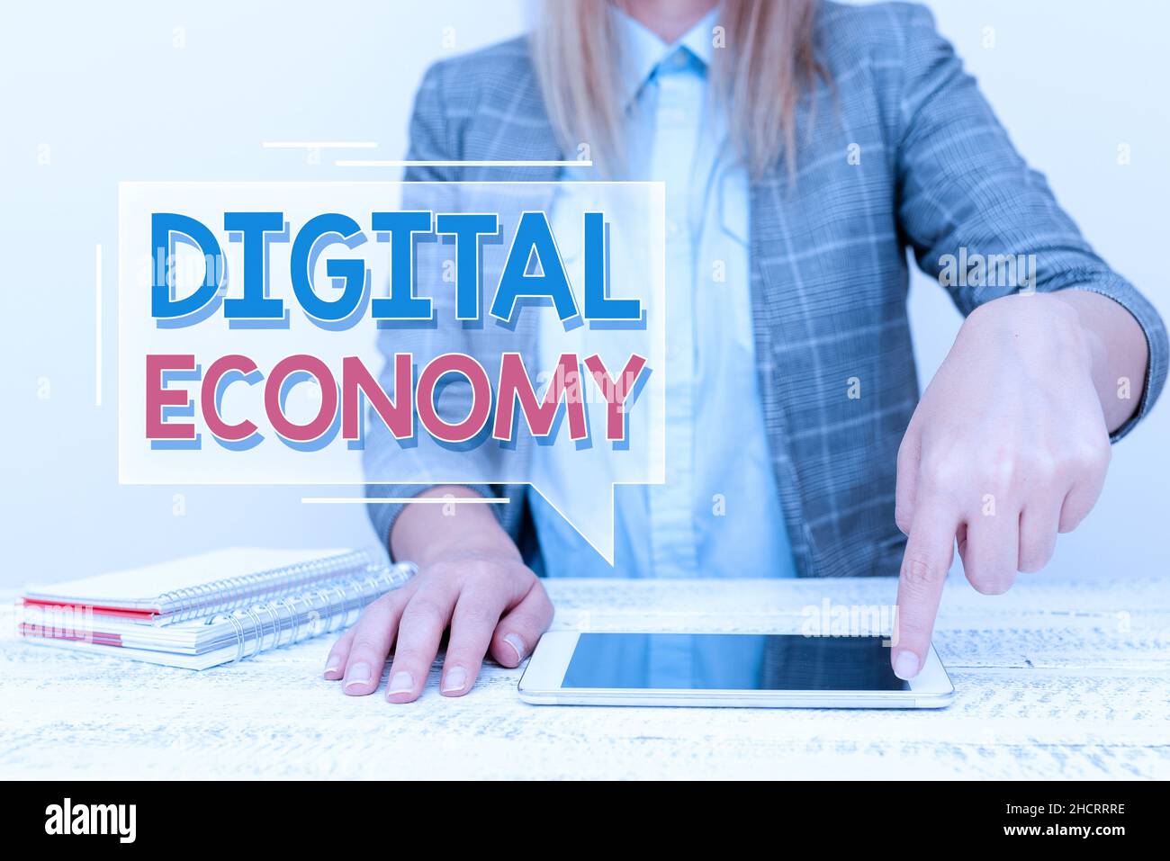 Conceptual display Digital Economy, Business overview worldwide network ...