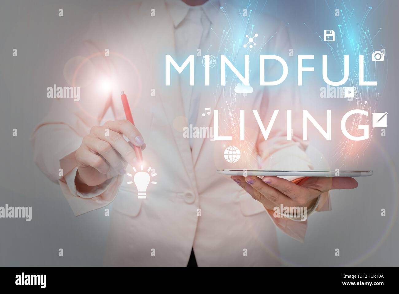 Hand writing sign Mindful Living, Word Written on Fully aware and ...