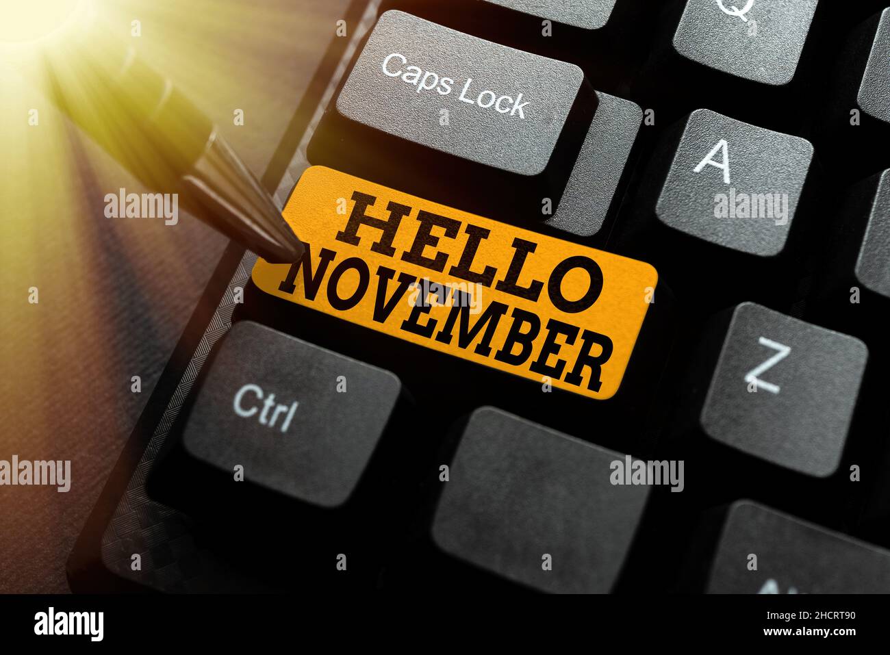 Text showing inspiration Hello November. Business idea greeting used ...