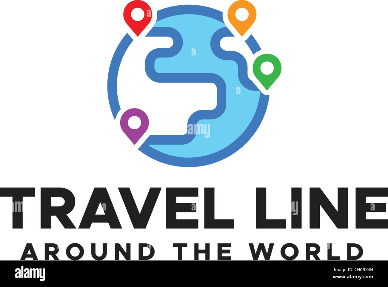 Colorful TRAVEL LINE AROUND THE WORLD logo design Stock Vector Image ...