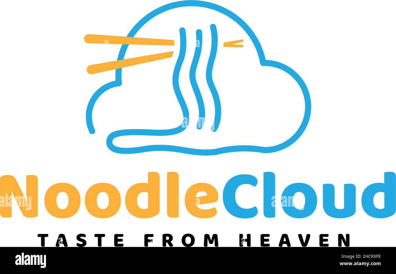 Modern flat simple design NOODLE CLOUD logo design Stock Vector Image ...