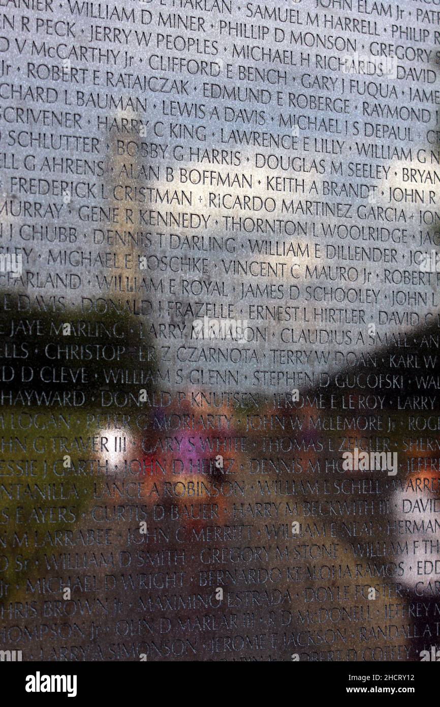 The face of the Vietnam Veterans Memorial in Washington, D.C. The ...