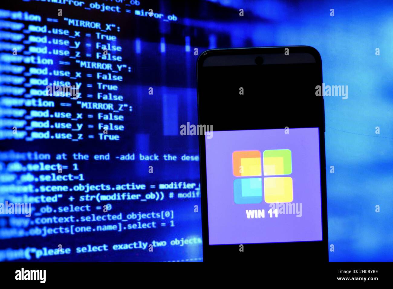 In this photo illustration a Windows 11 logo seen on a smartphone ...