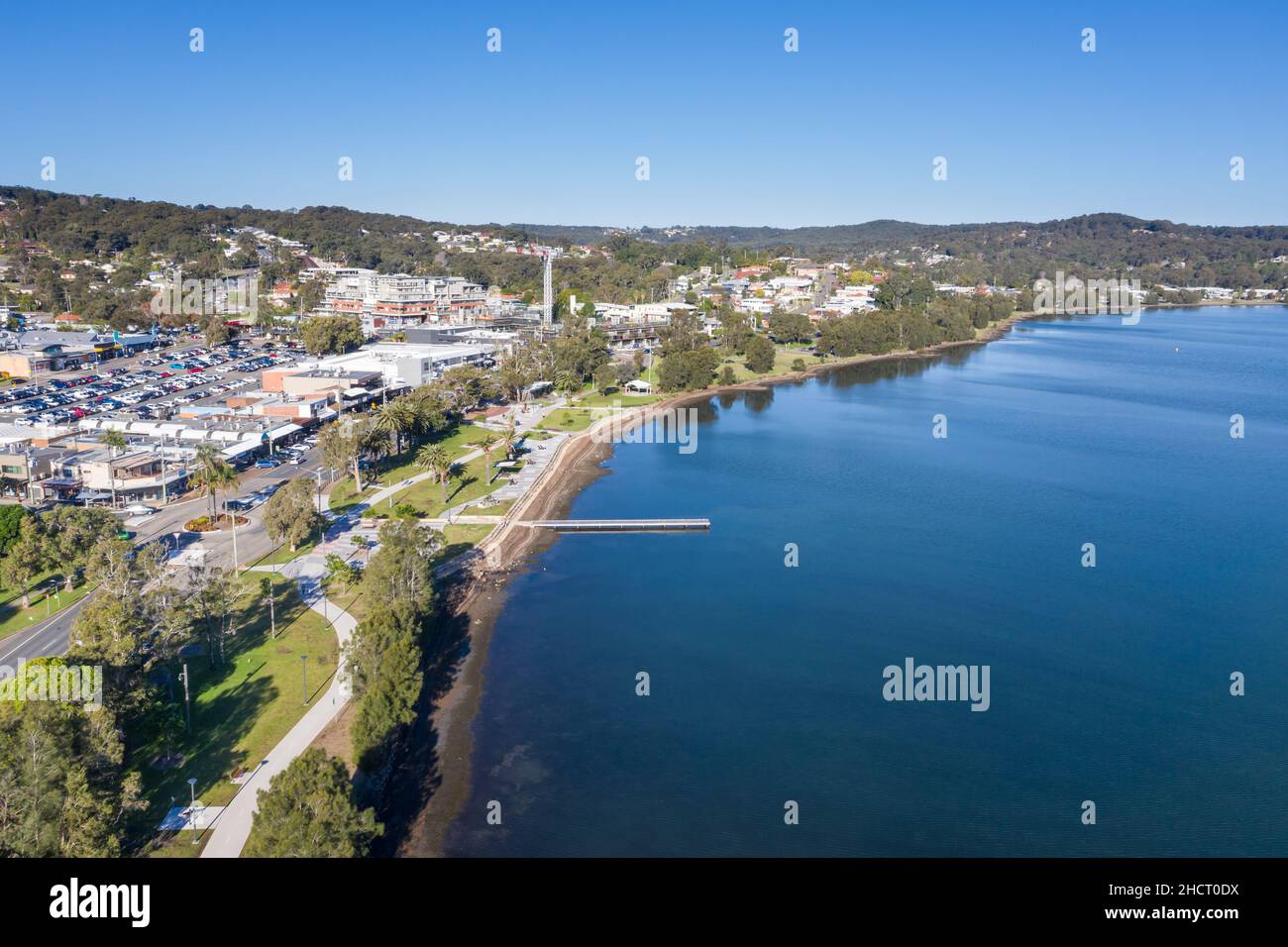 Aerial view of Warners bay on the shores of Lake Macquarie - one of ...
