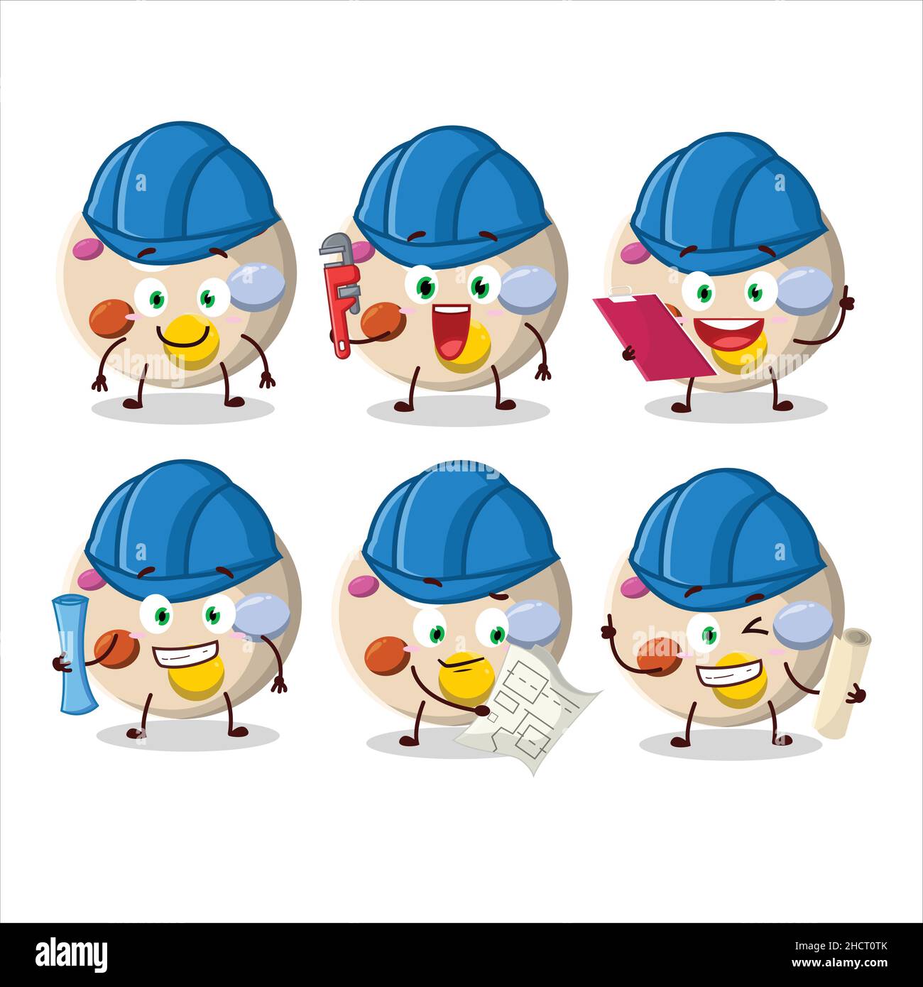 architect paint palette cute mascot character with pliers. Vector ...
