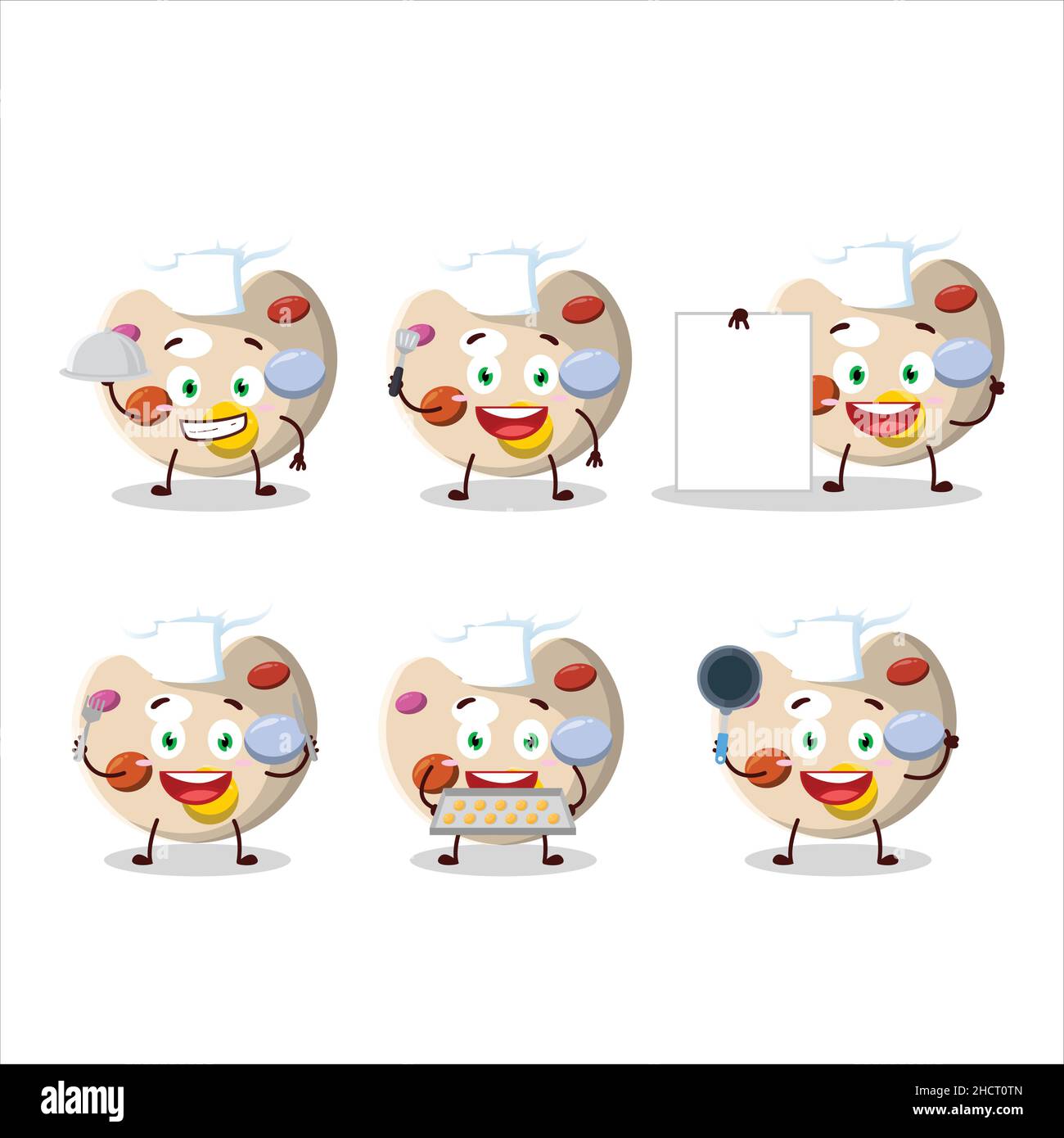 Cartoon character of paint palette with various chef emoticons. Vector ...