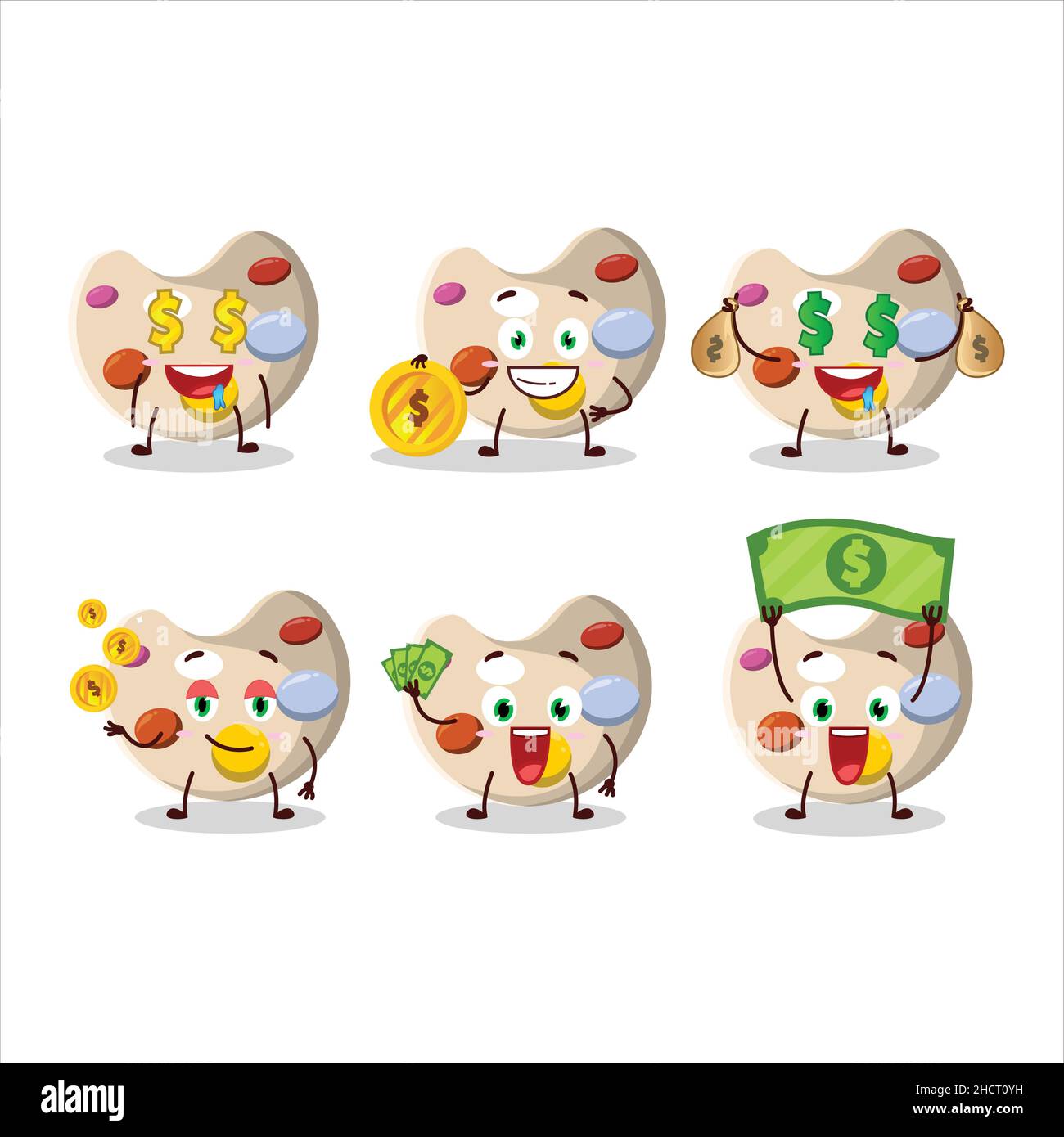Paint palette cartoon character with cute emoticon bring money. Vector ...