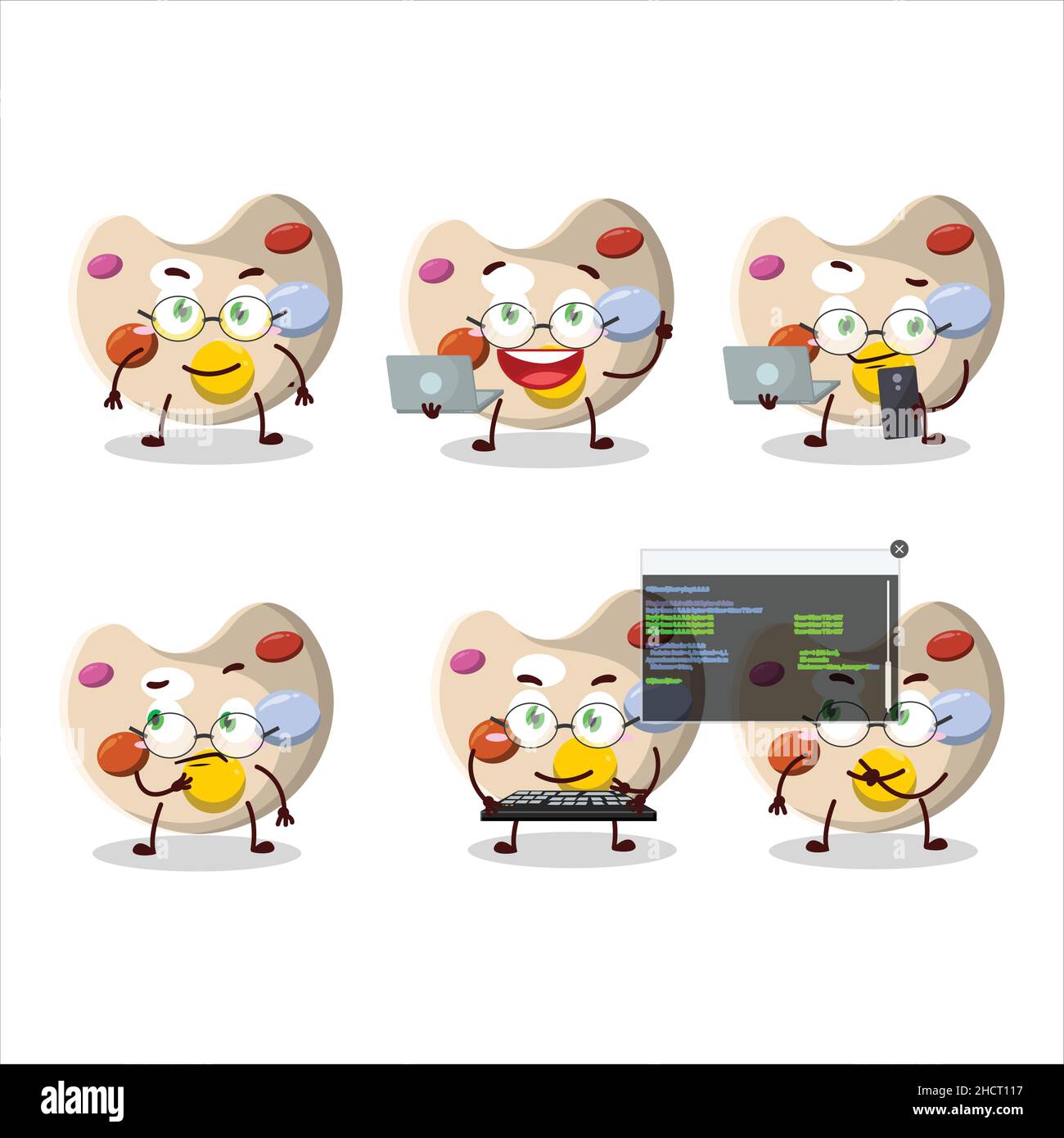 Paint palette Programmer cute cartoon character with. Vector ...