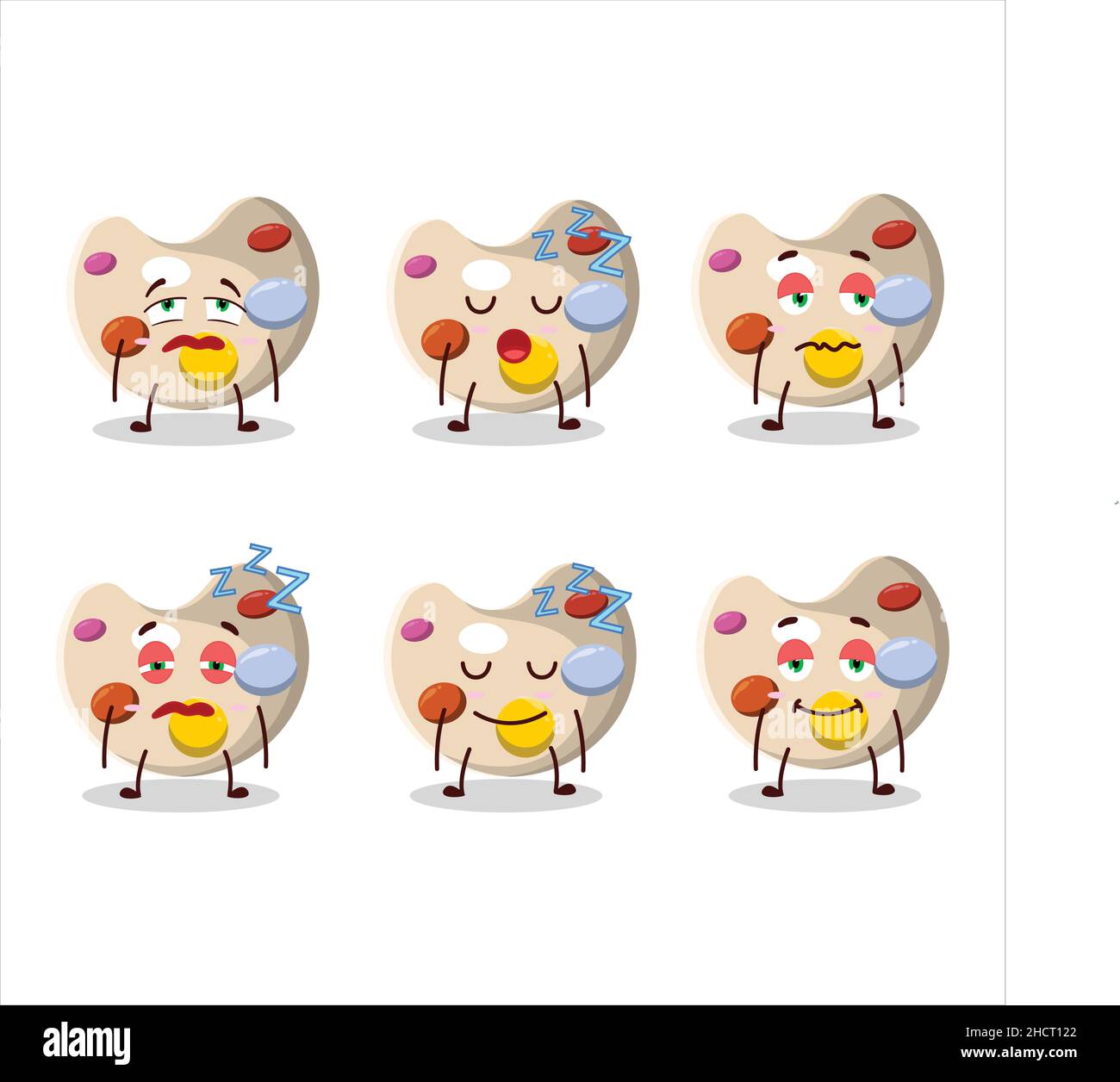 Cartoon character of paint palette with sleepy expression. Vector ...