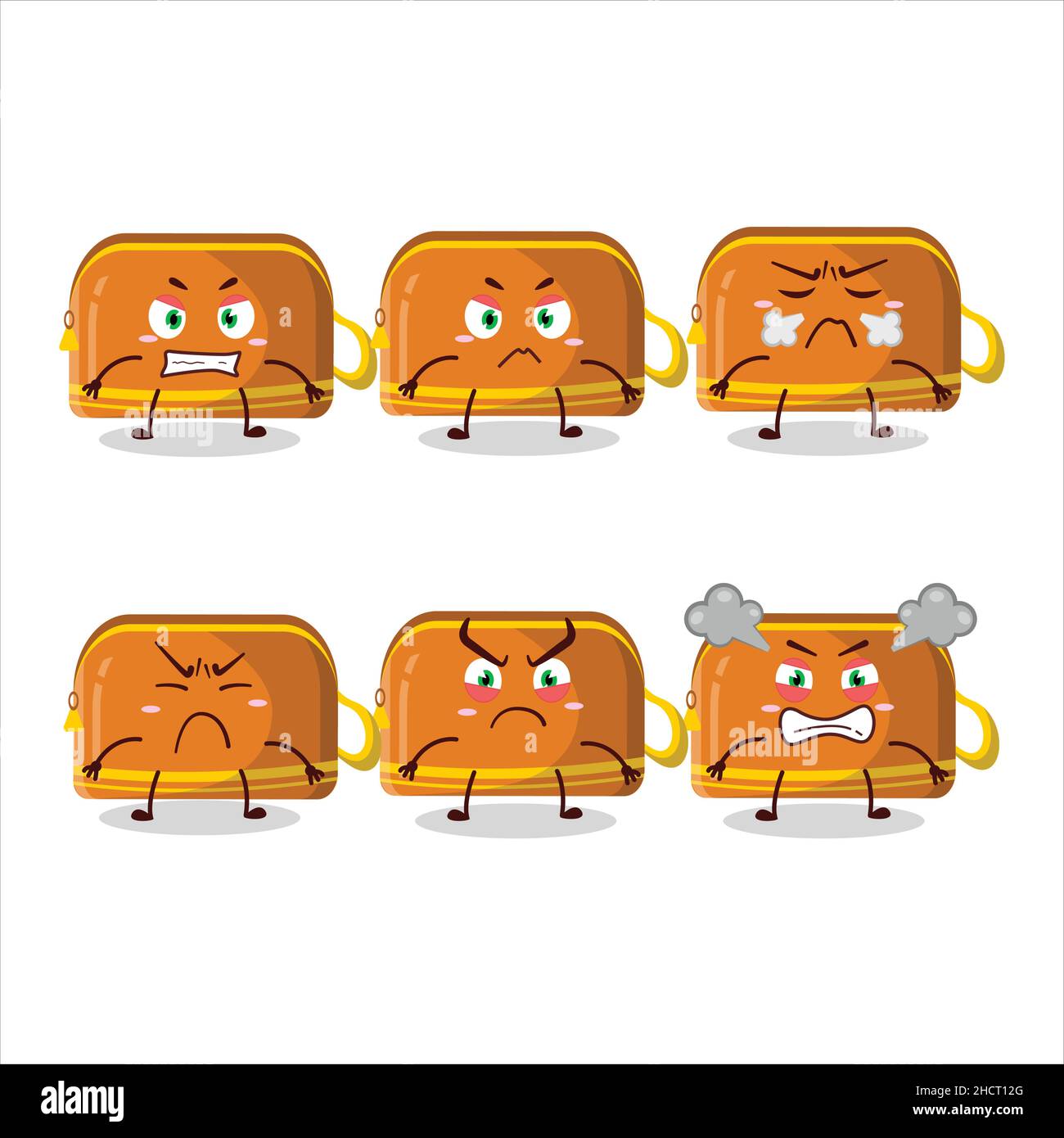 Orange pencil case cartoon character with various angry expressions ...