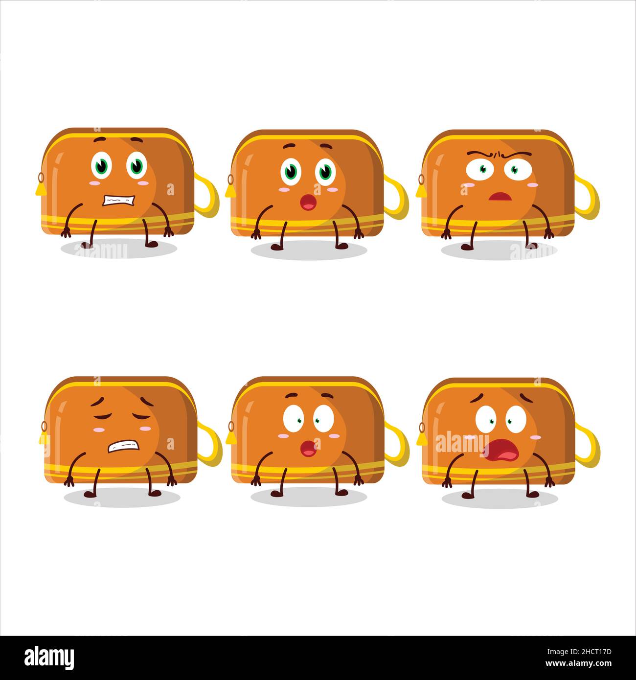 Character cartoon of orange pencil case with scared expression. Vector ...