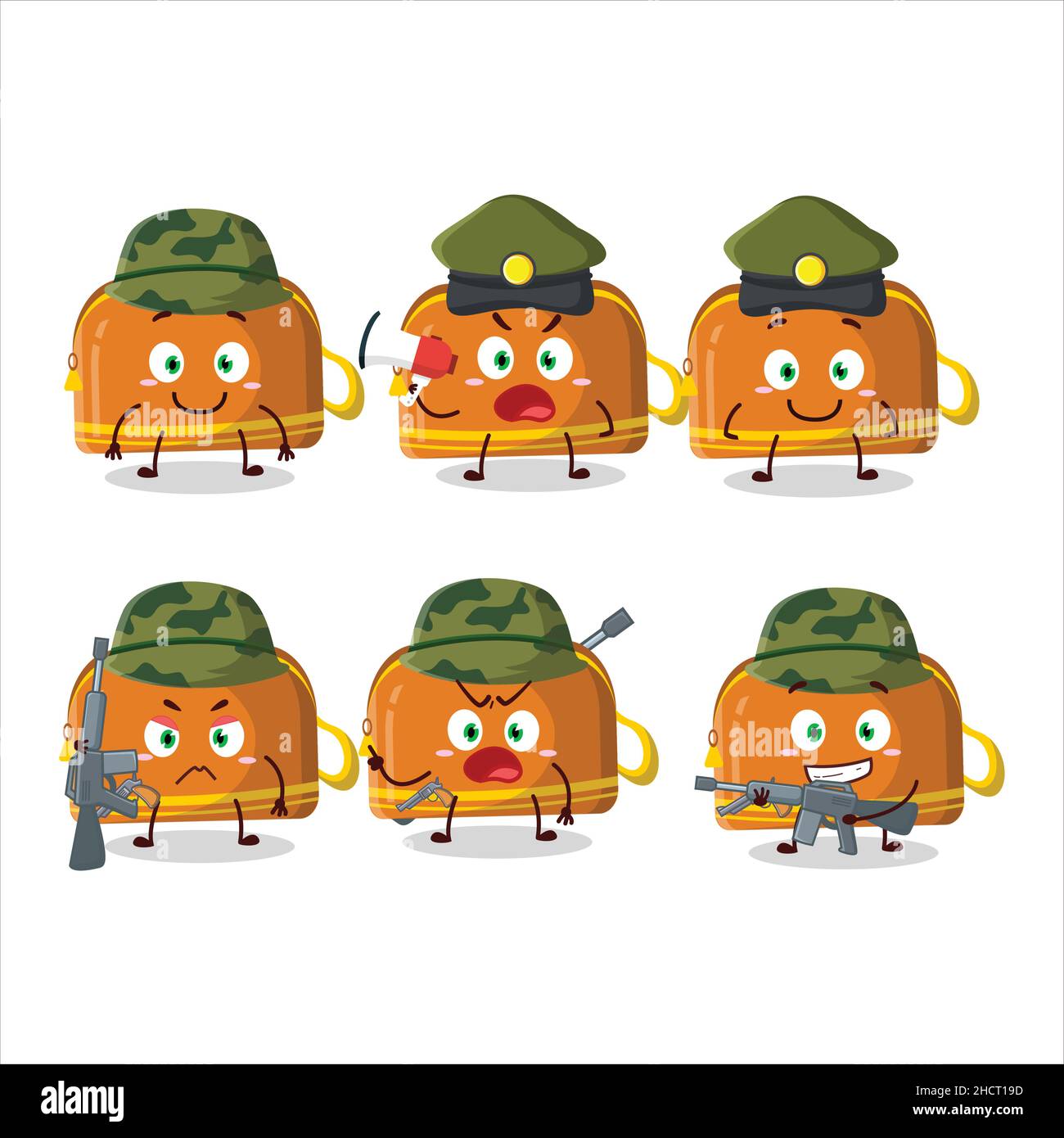 A charming soldier orange pencil case cartoon picture bring a gun ...