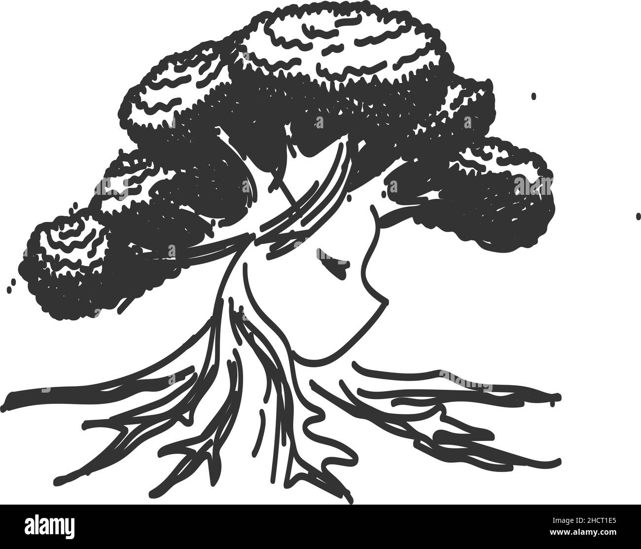 Oak Tree Woman Icon Illustration Brand Identity Stock Vector Image ...