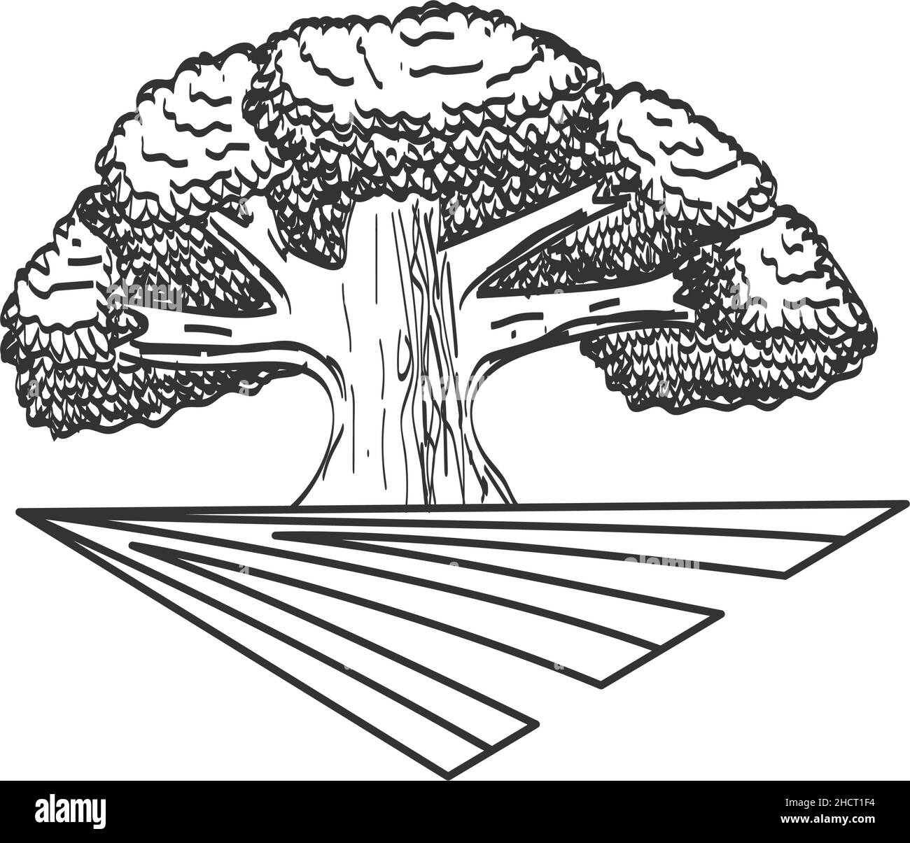 Oak tree Farm Icon Illustration Brand Identity Stock Vector Image & Art ...