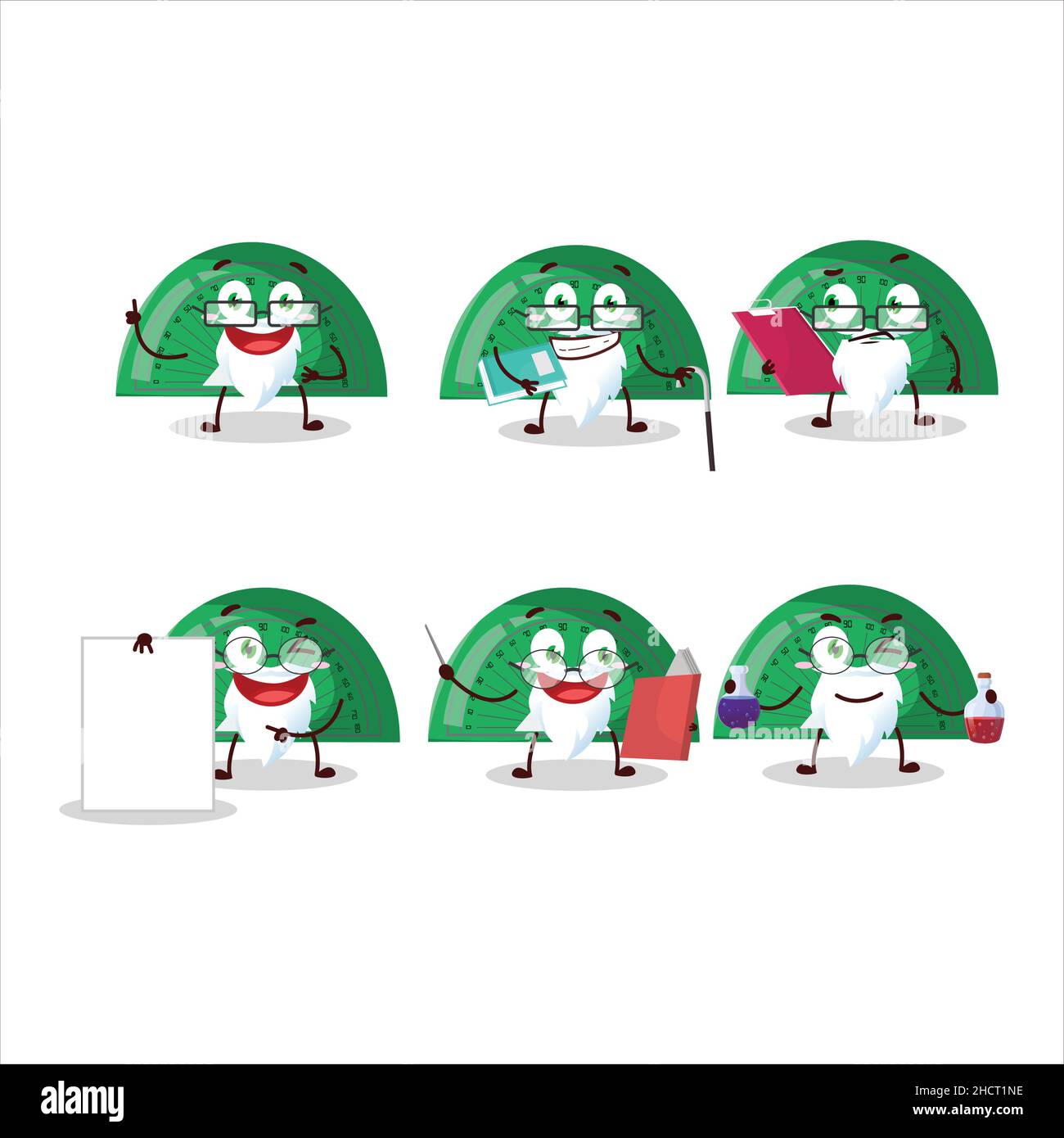 Professor green arc ruler academic cartoon character working on ...