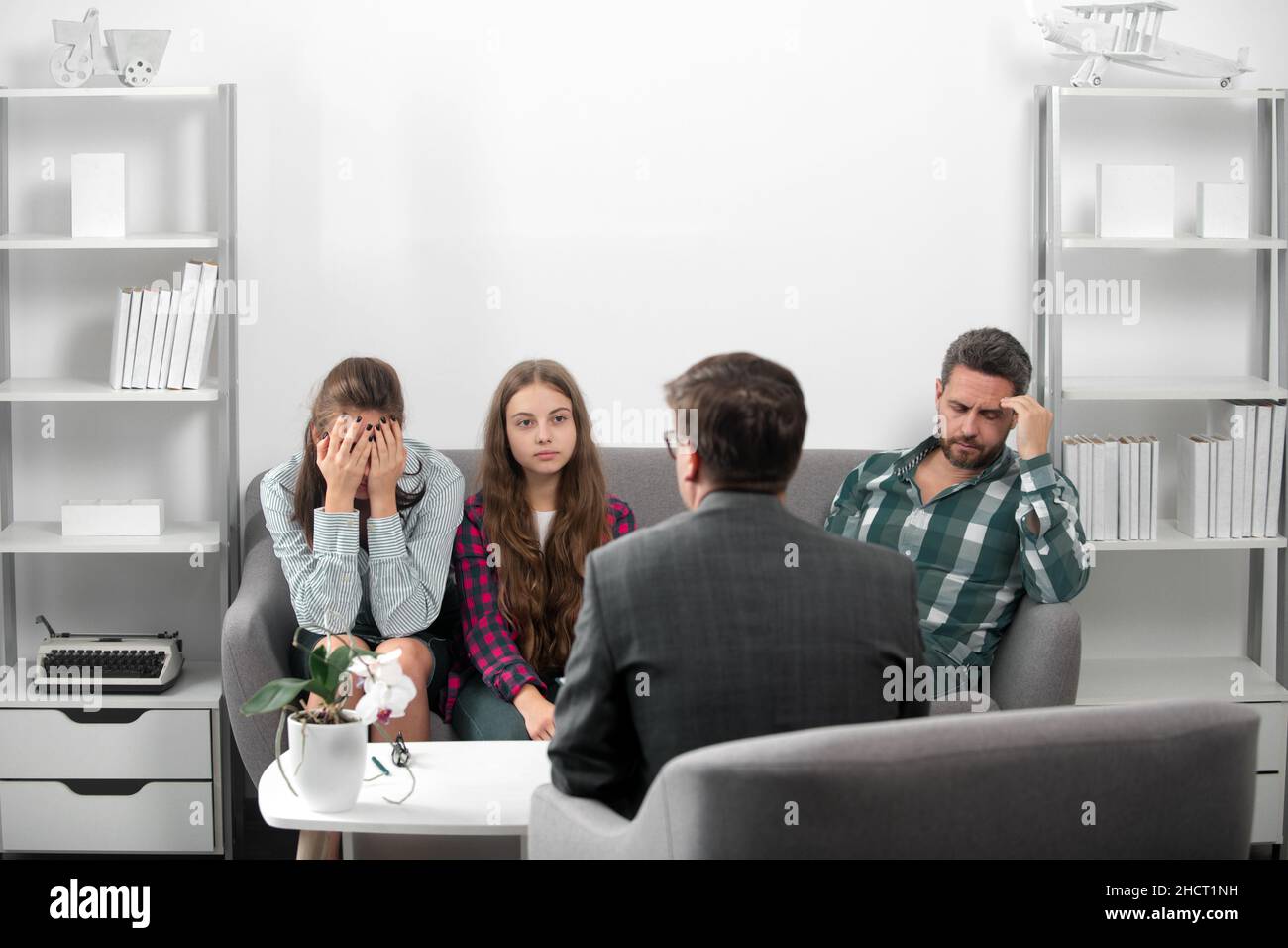 Psychology, mental family therapy, psychologist with family at ...