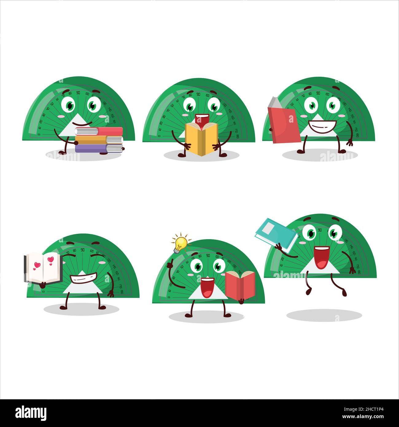 A picture of green arc ruler cartoon character concept reading an ...