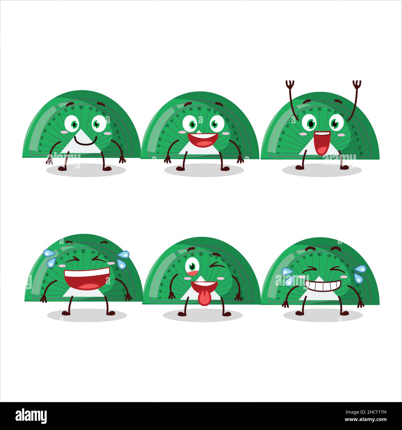 Cartoon character of green arc ruler with smile expression. Vector ...