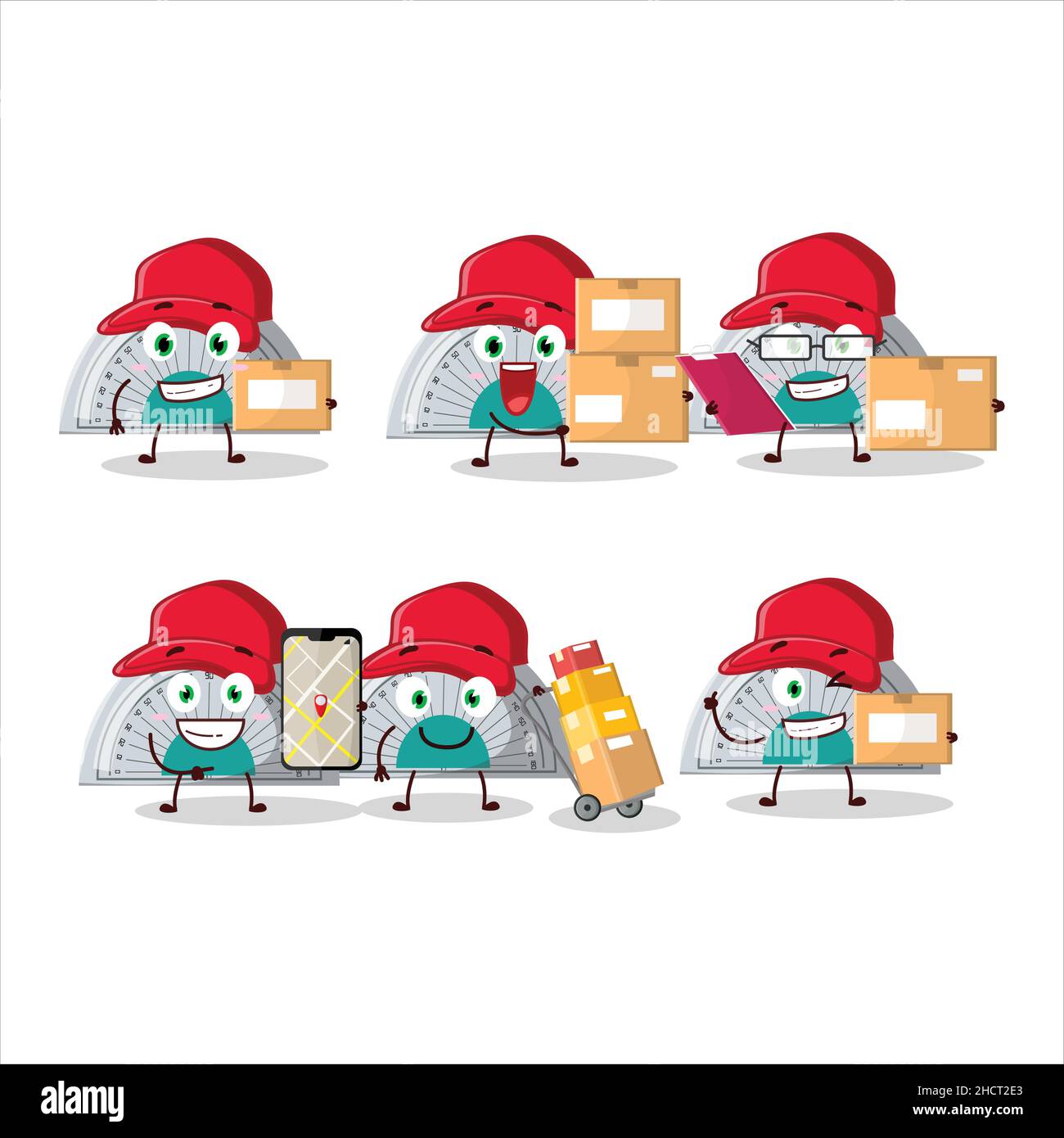 Cartoon character design of white arc ruler working as a courier ...