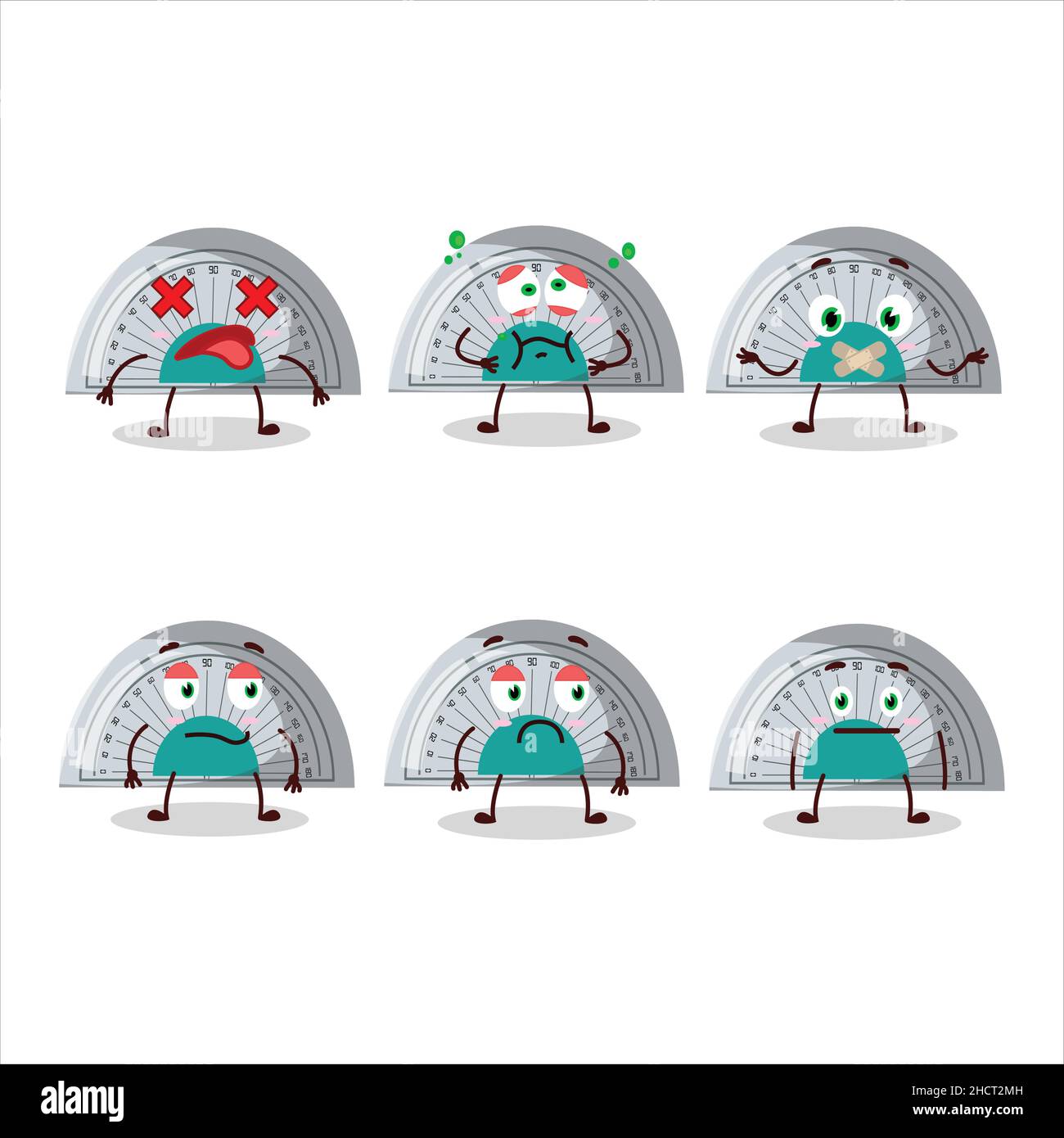 White arc ruler cartoon character with nope expression. Vector ...