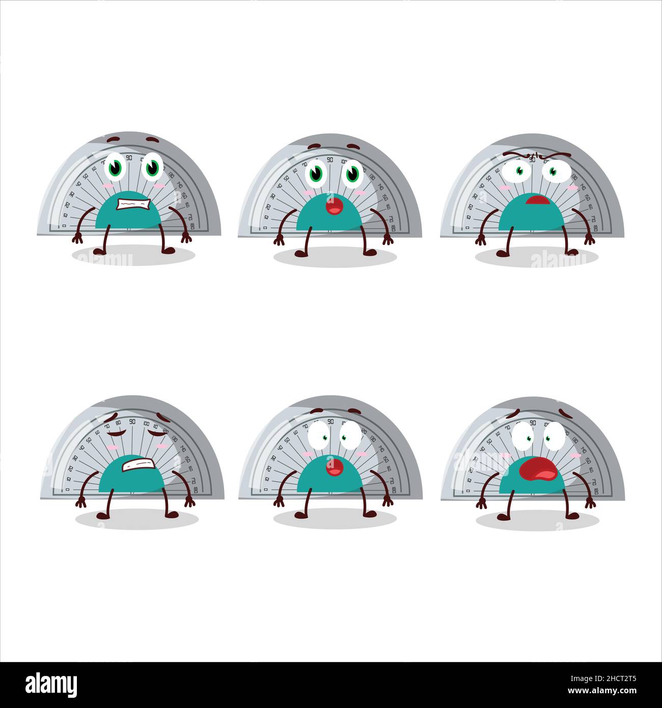 Character cartoon of white arc ruler with scared expression. Vector ...