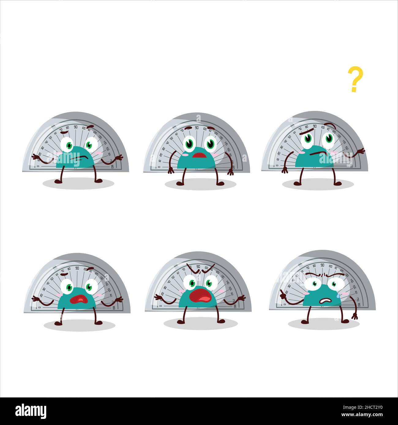 Cartoon character of white arc ruler with what expression. Vector ...