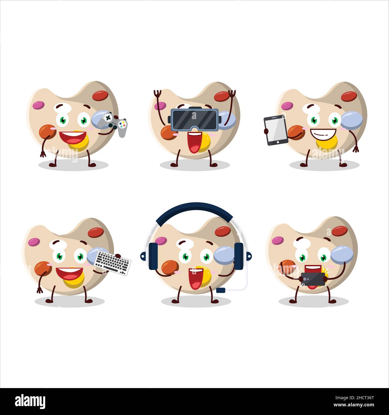 Paint palette cartoon character are playing games with various cute ...