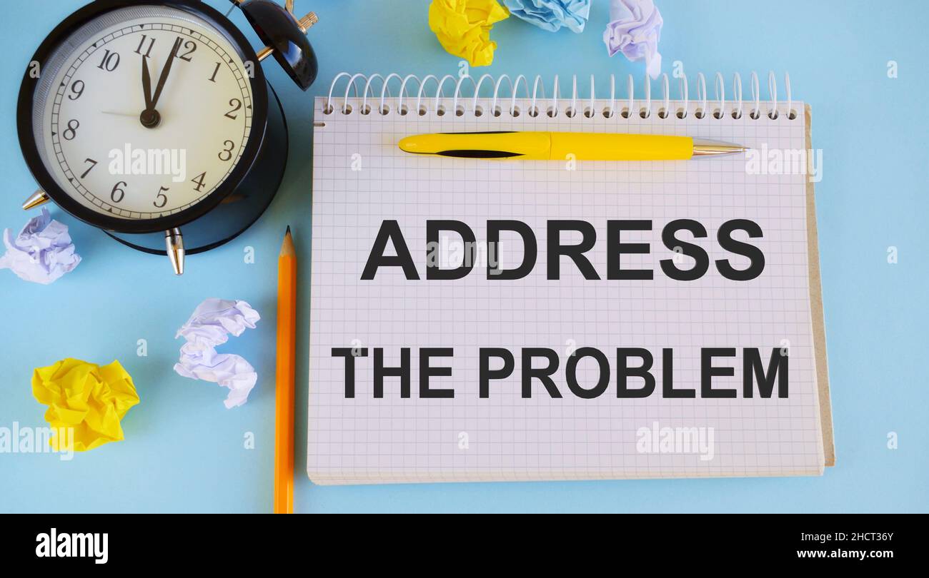 Address the Problem text written in Notebook, business concept Stock ...