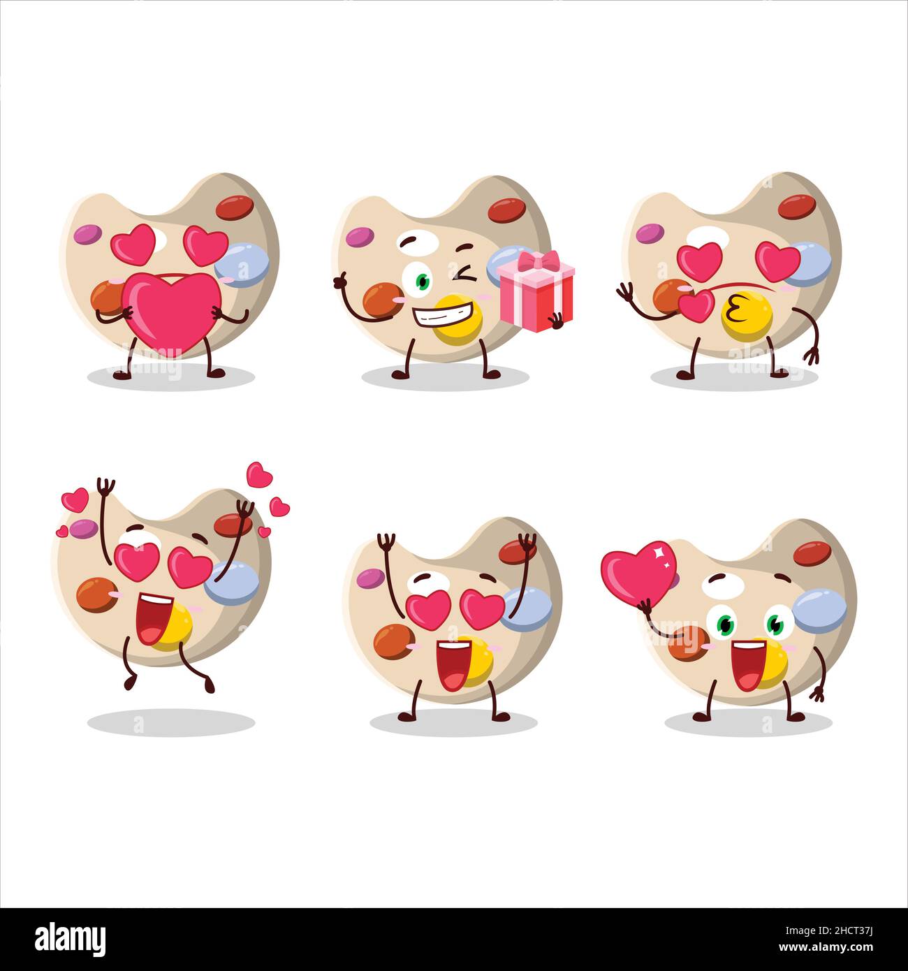 Paint palette cartoon character with love cute emoticon. Vector ...