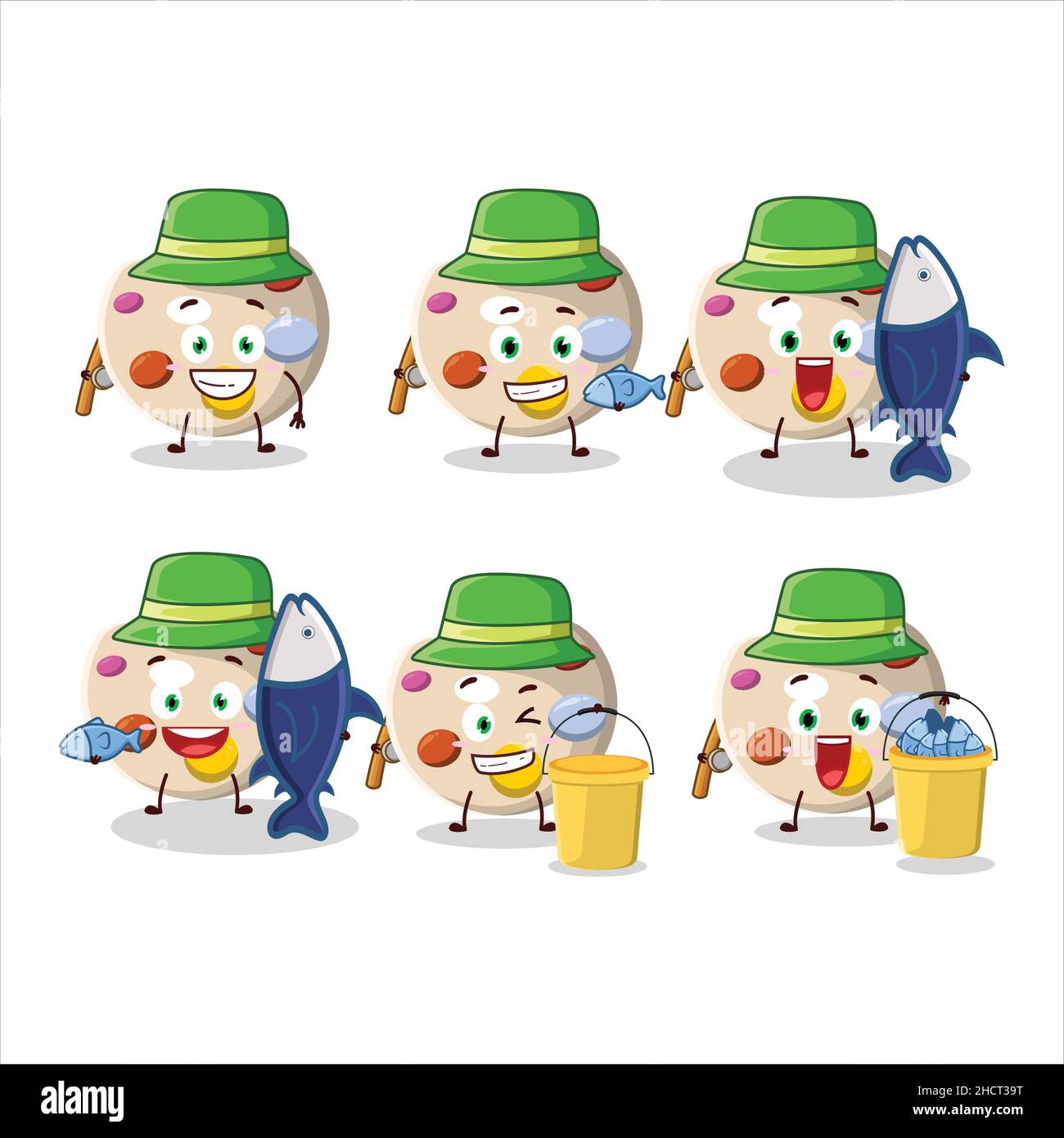 A fisherman paint palette cartoon picture catch a big fish. Vector ...