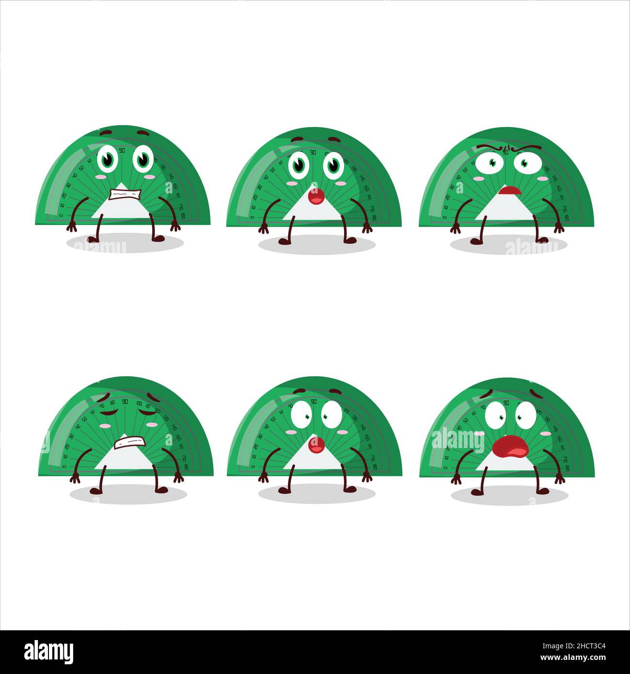 Character cartoon of green arc ruler with scared expression. Vector ...